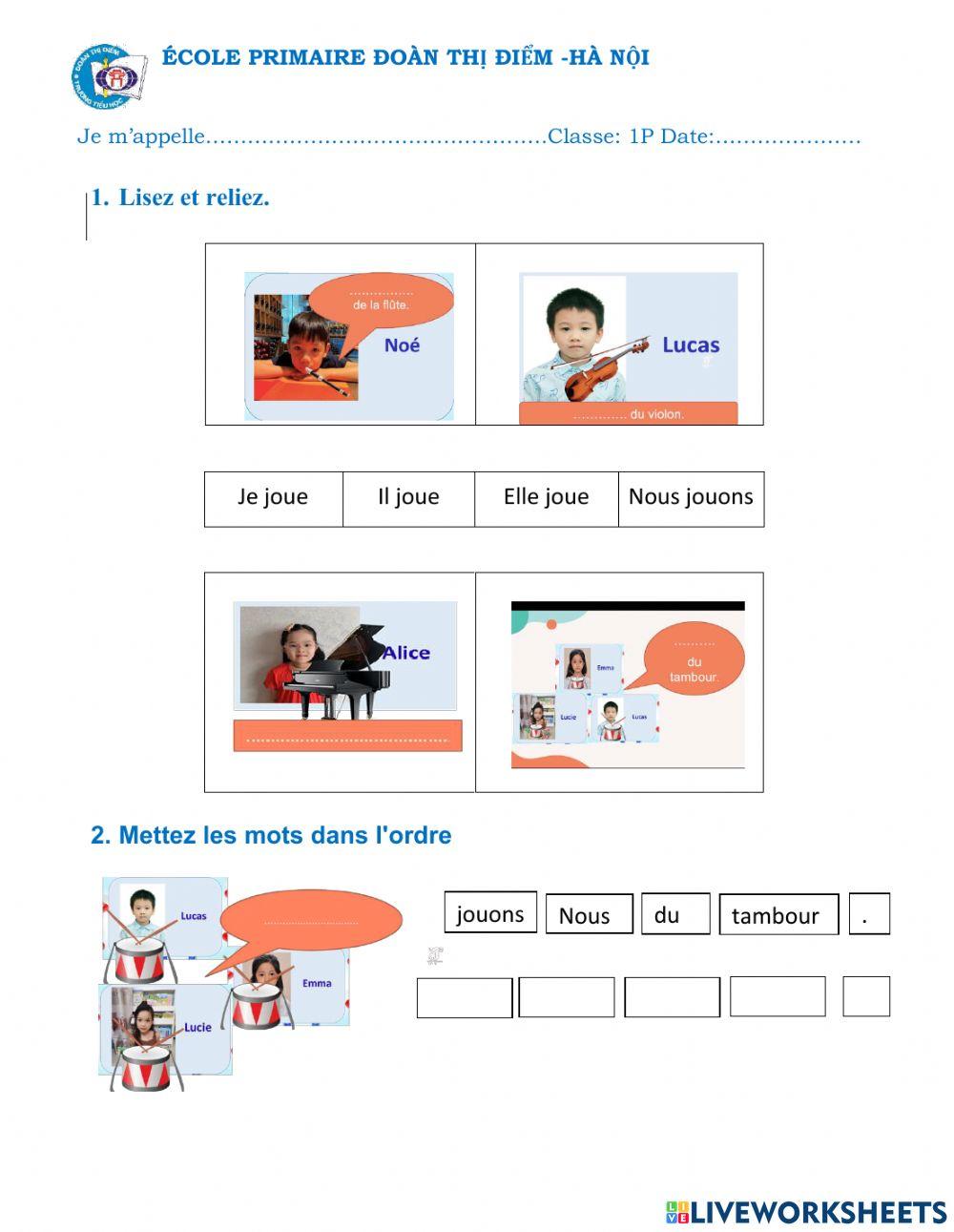 Ce Ee Jouer De B1 Online Exercise For Live Worksheets