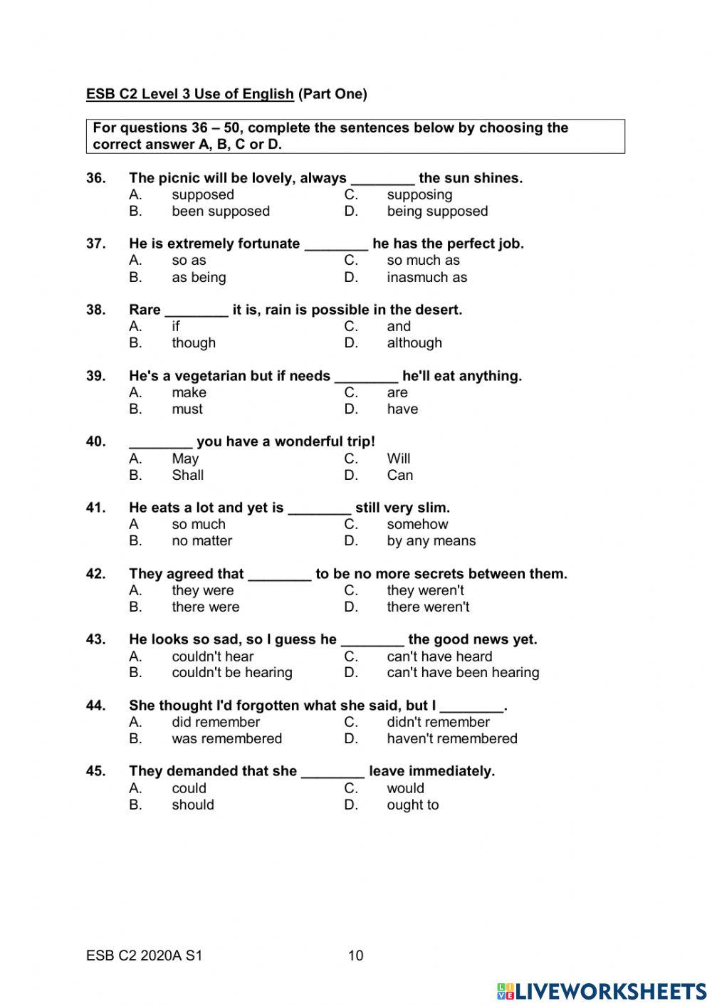 ESB C2 USE OF ENGLISH 2020A 2196313 | Iro Laftsi