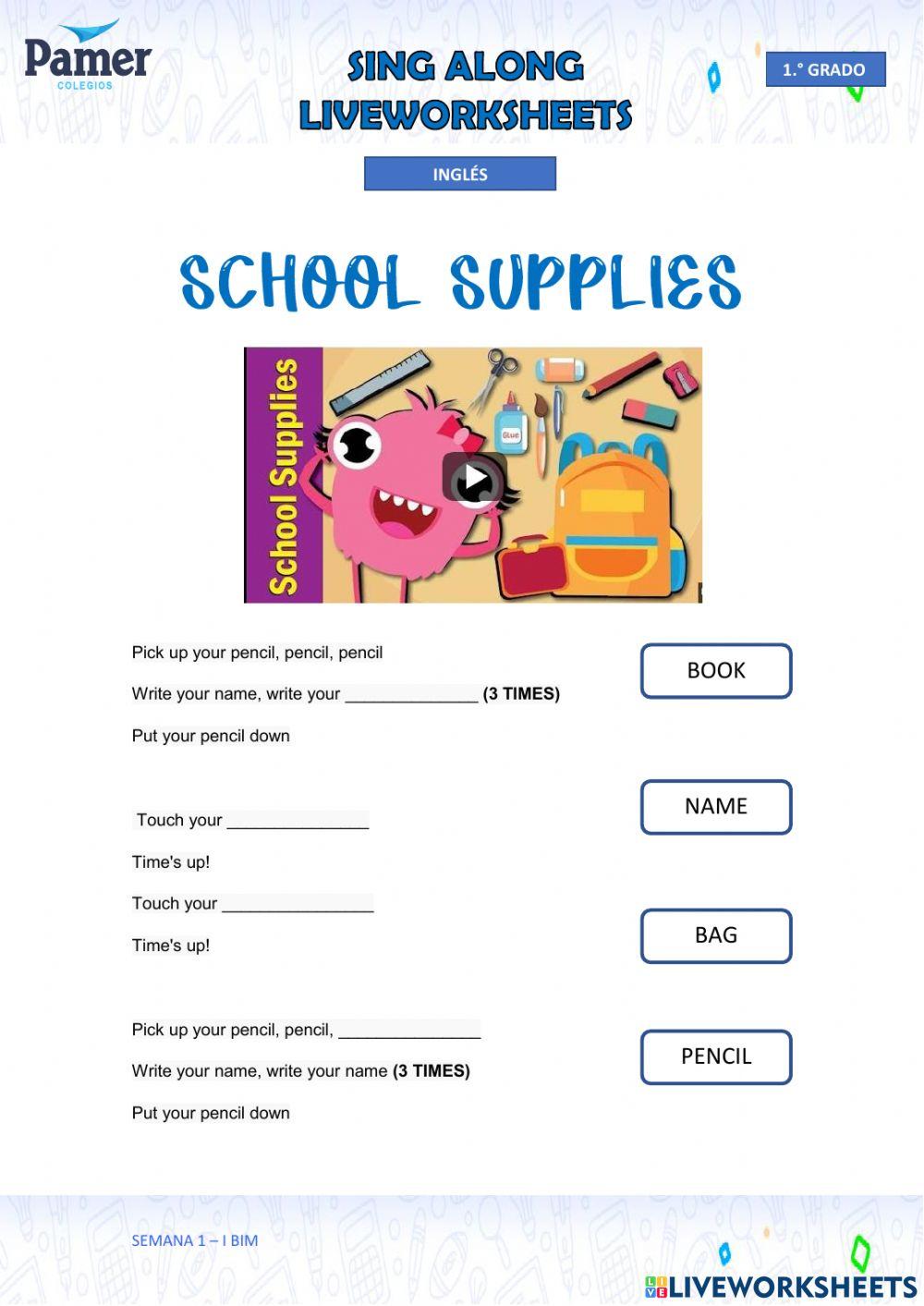 1872379 | SAL-SEM1-1.º grado-ING-I BIM-SCHOOL SUPPLIES