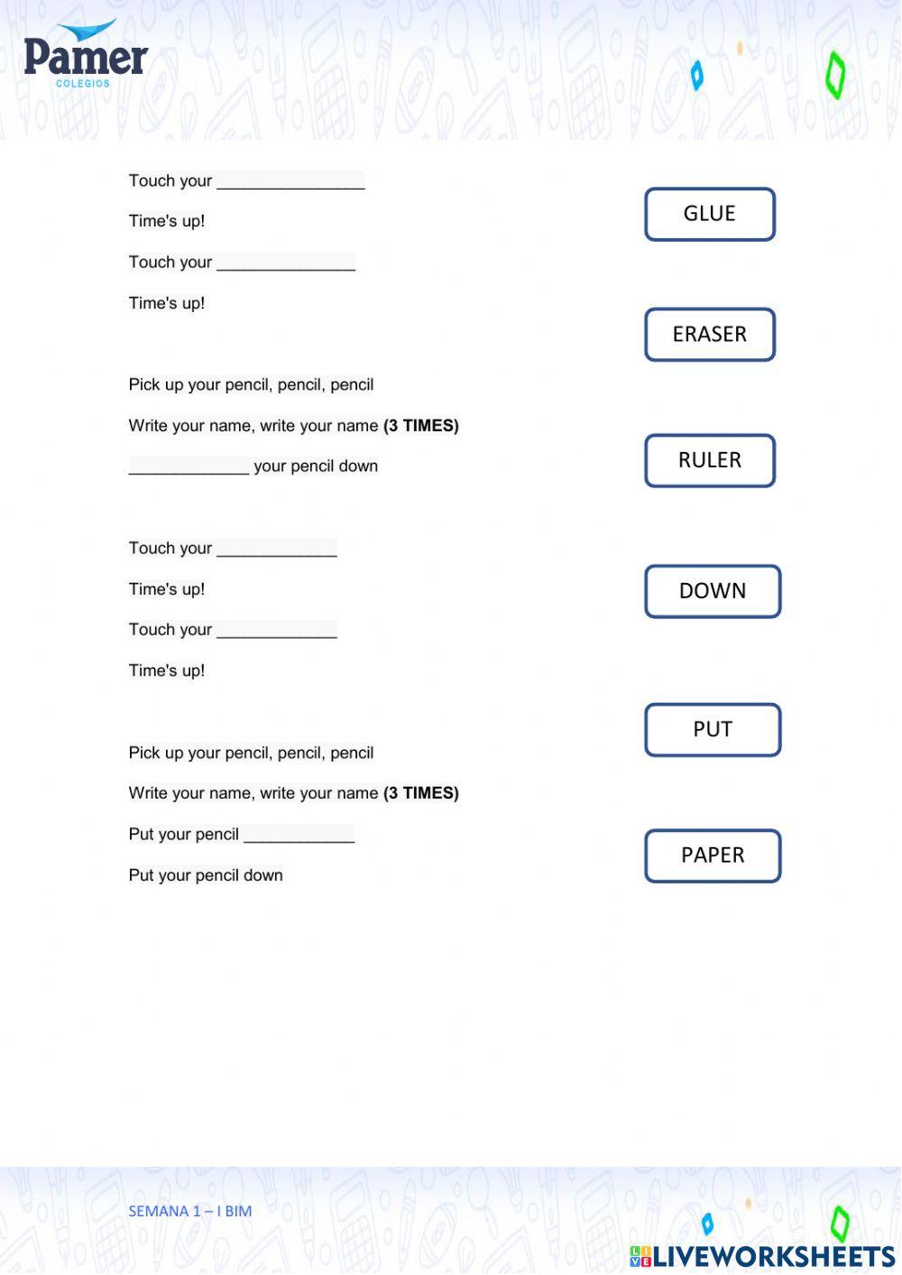 1872379 | SAL-SEM1-1.º grado-ING-I BIM-SCHOOL SUPPLIES