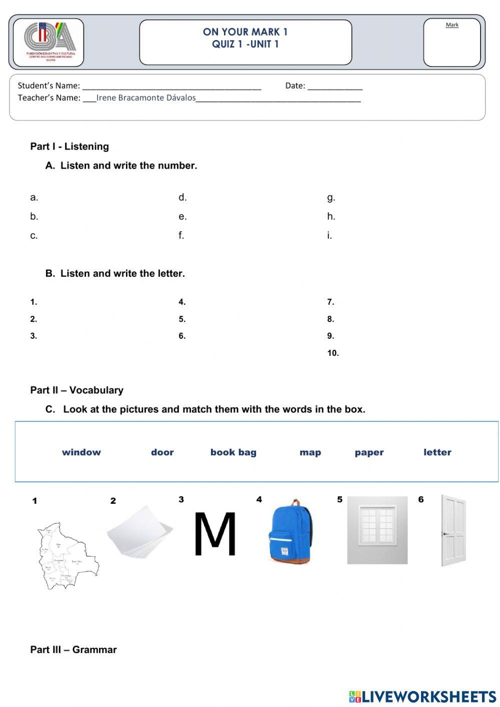 Oym worksheet | Live Worksheets