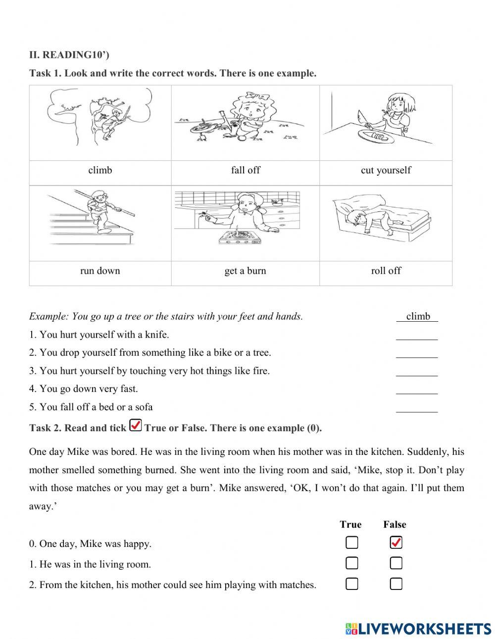 U12 reading G5 worksheet | Live Worksheets