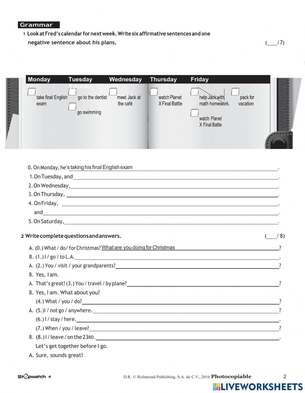 Stopwatch 4 Unit 1 Mid Term online exercise for | Live Worksheets