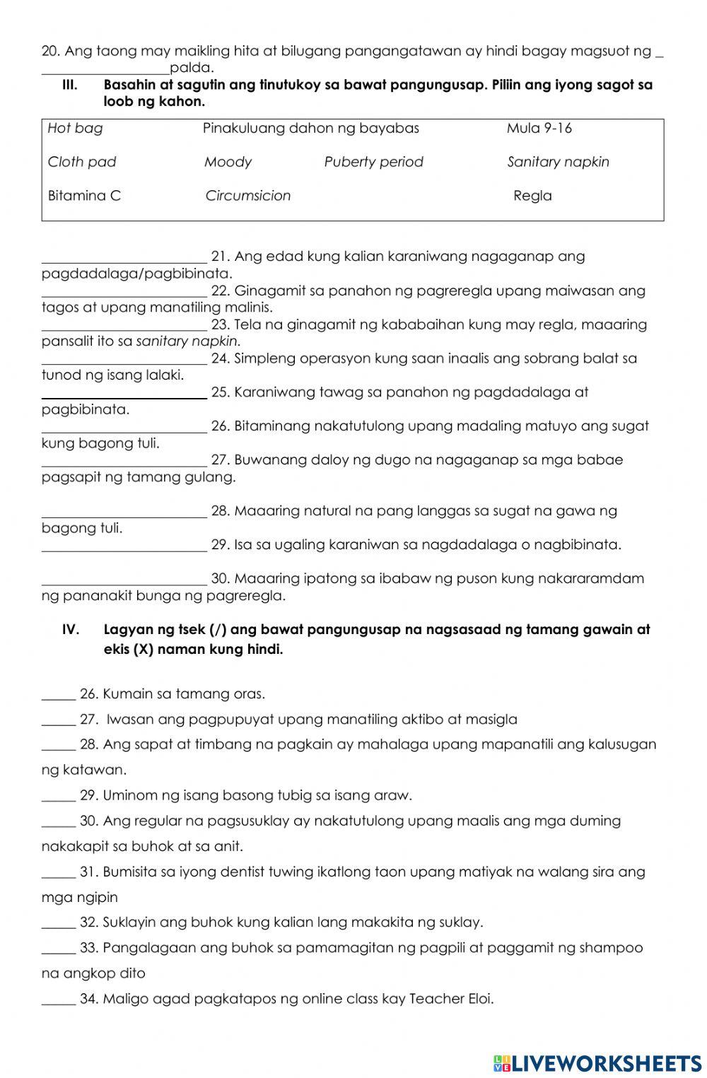 EPP 5 PERIODICAL EXAMINATION 6833939 | Teachereloi27