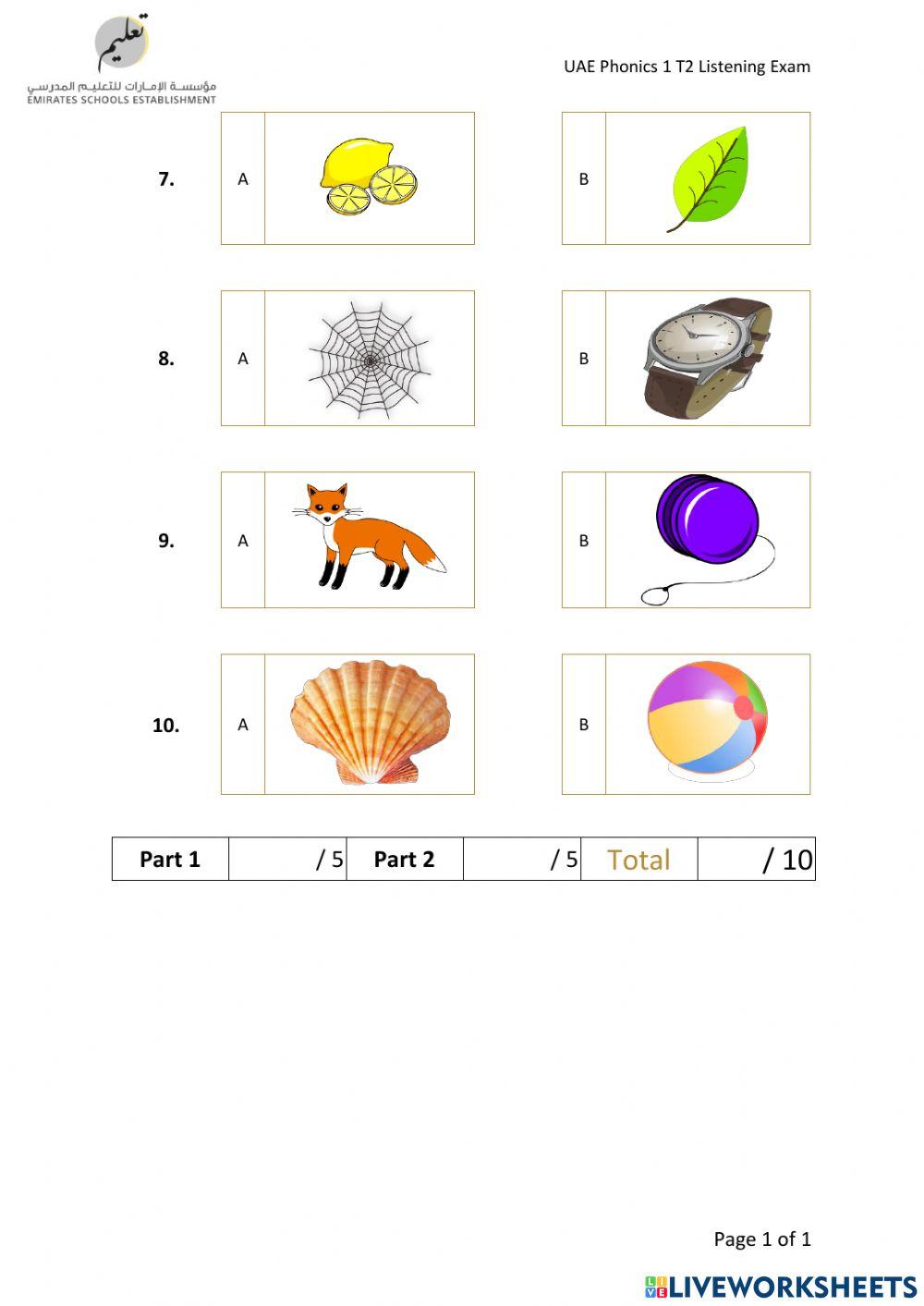 TERM 2 LISTENING EXAM online exercise for | Live Worksheets
