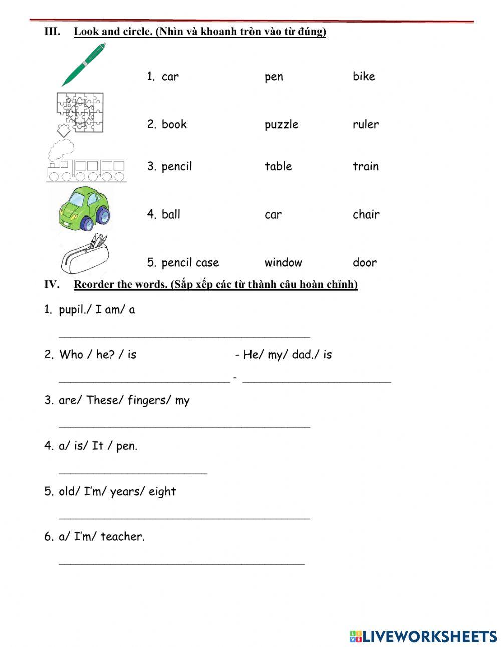 2. i am a pupil worksheet | Live Worksheets