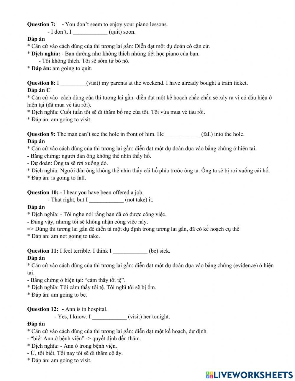 English uni-future tense key 17 | gatgudemy2021 | Live