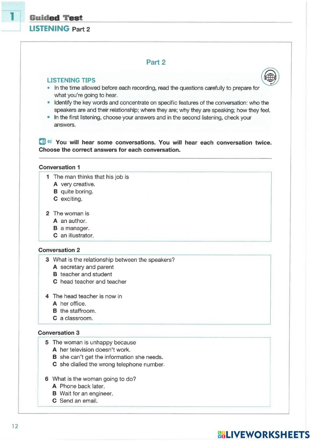 2734604 | Listening B2 test 1 listening part 2
