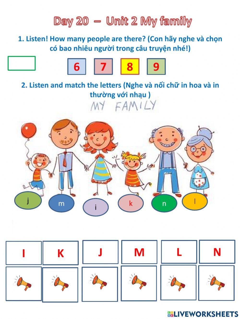 Family members online exercise for kindergarten | Live Worksheets