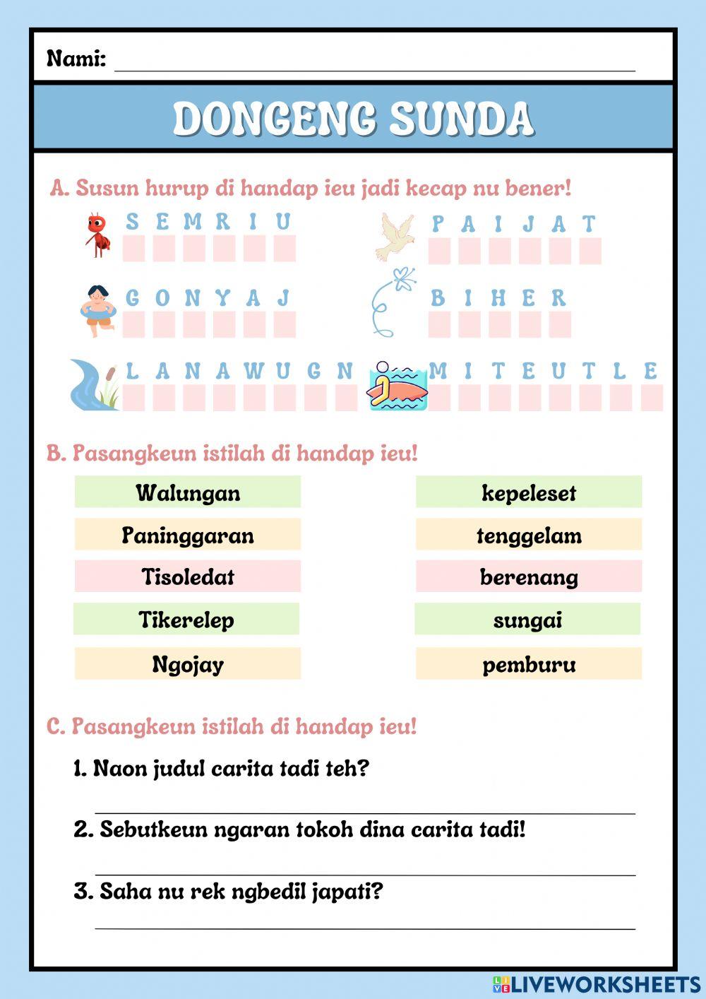 Dongeng activity for 1 | Live Worksheets