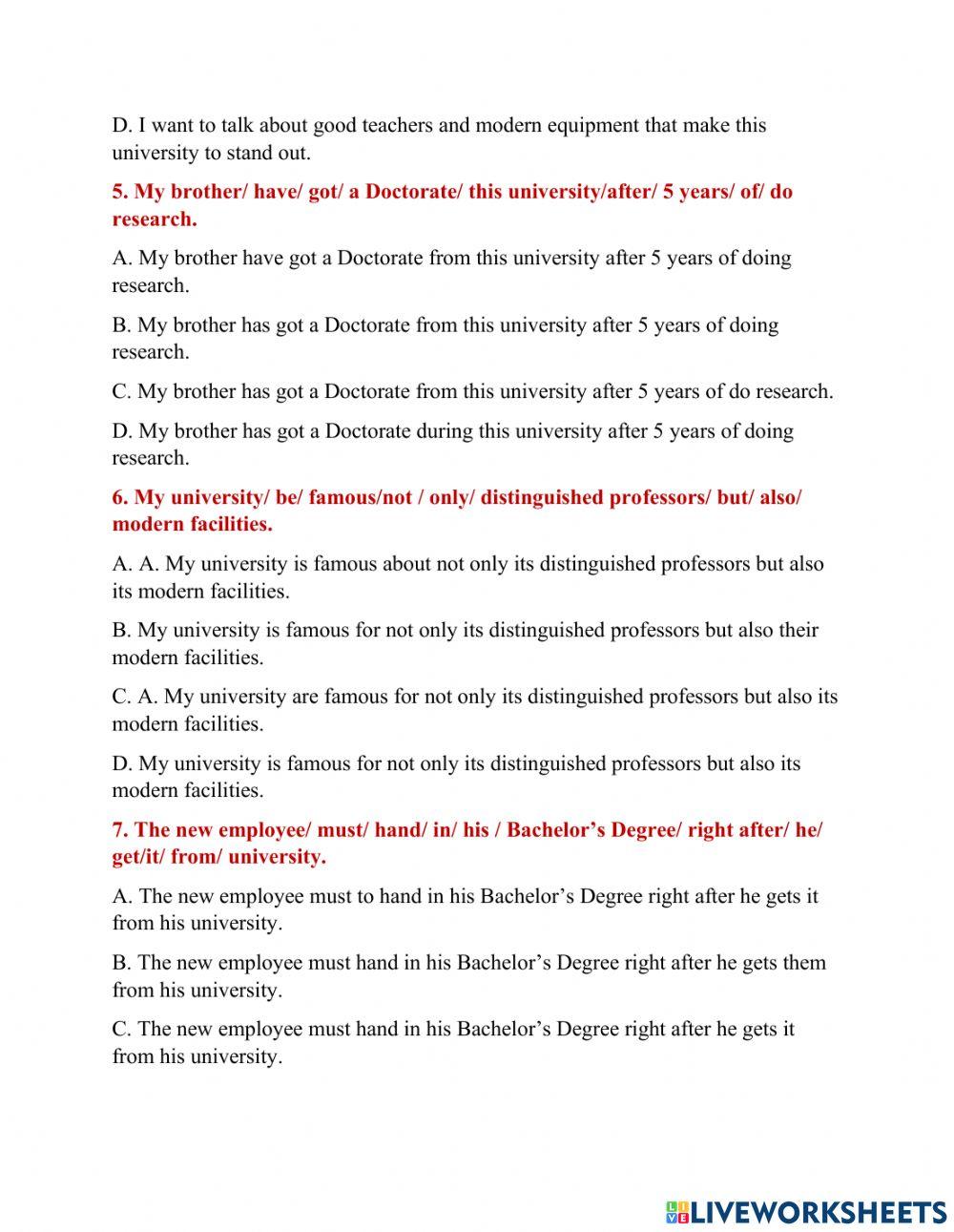 Unit 1- Writing… | Free Interactive Worksheets | 1874541