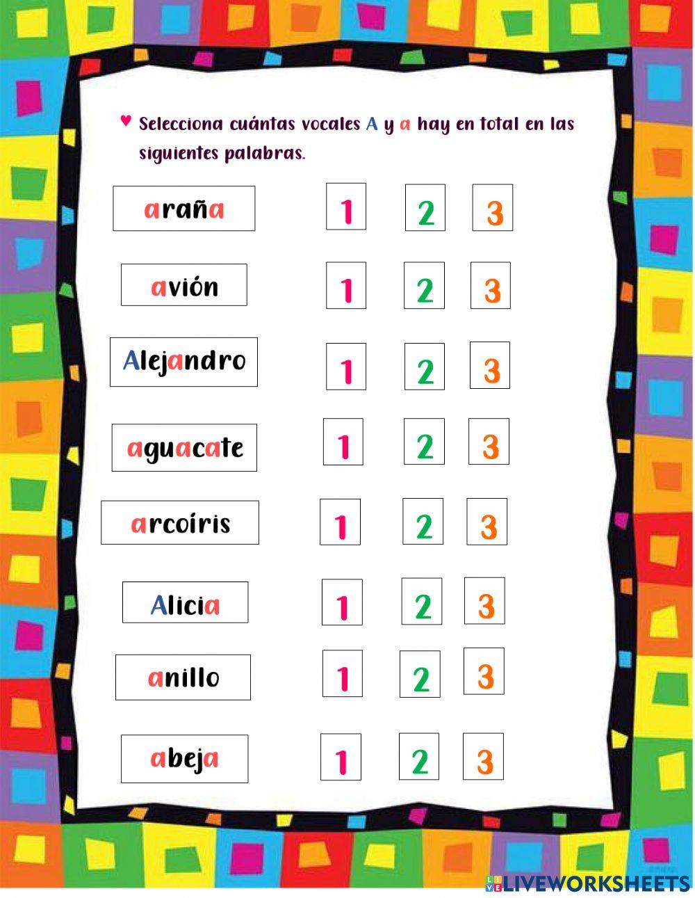 Vocal a online worksheet for Inicial 2 | Live Worksheets