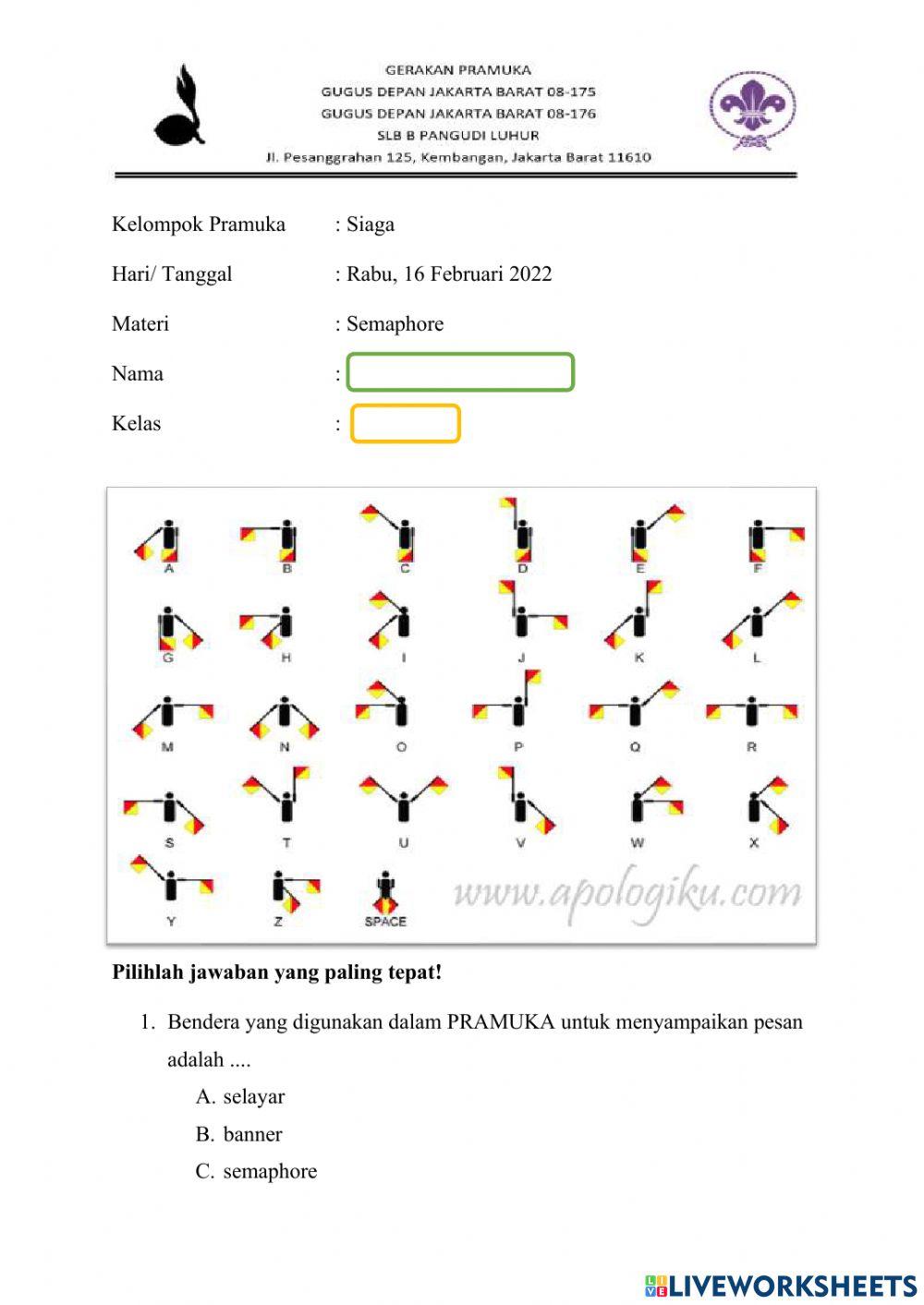 Semaphore interactive worksheet | Live Worksheets