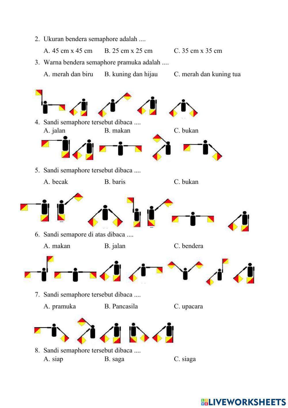 Semaphore interactive worksheet | Live Worksheets