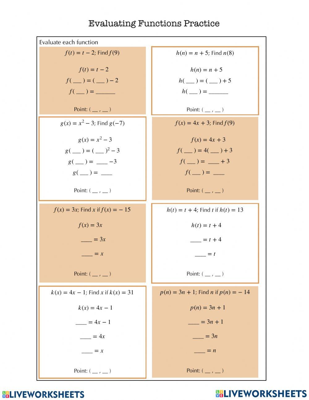 EVALUATION OF F… | Free Interactive Worksheets | 2735579