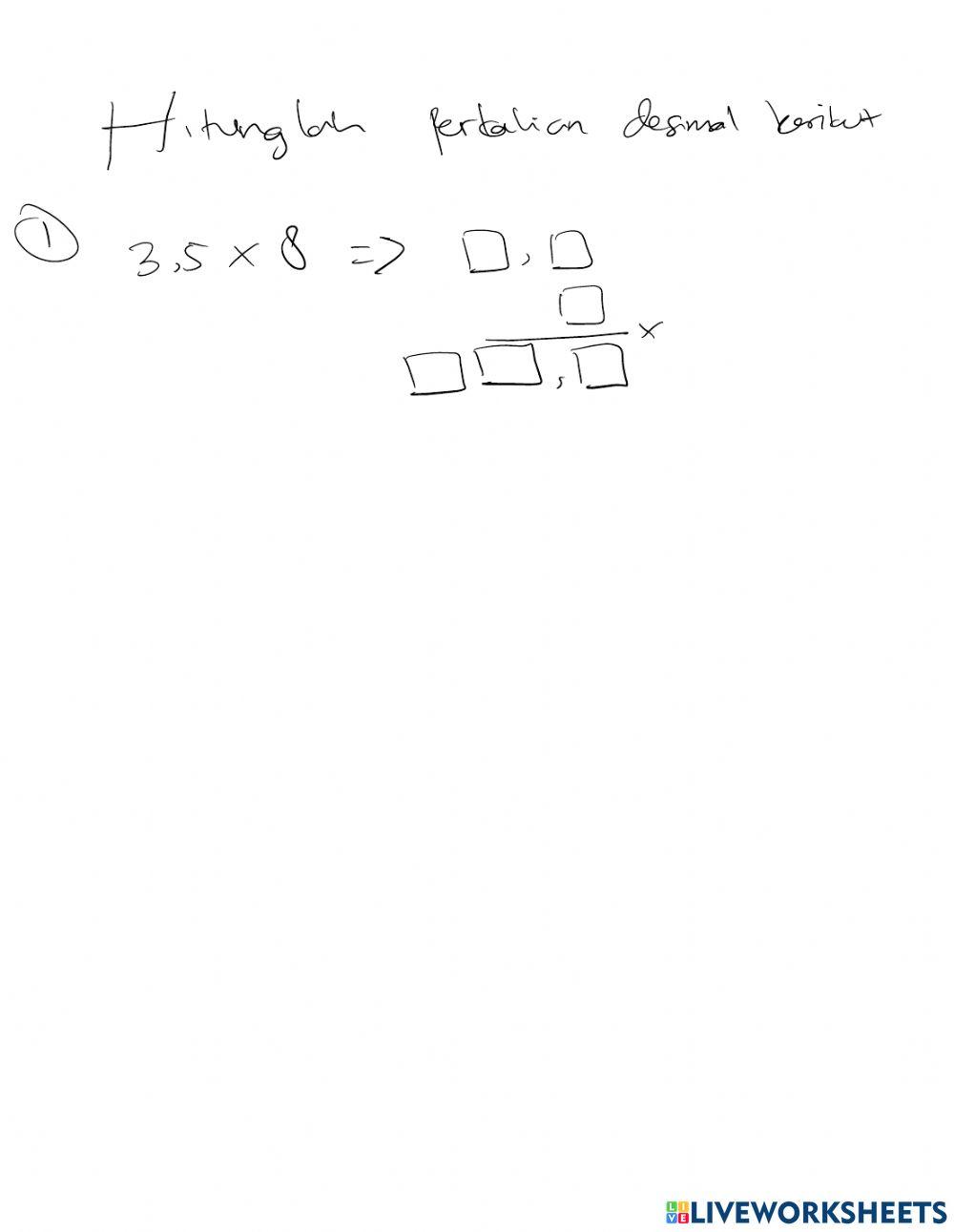 Perkalian desimal | Live Worksheets