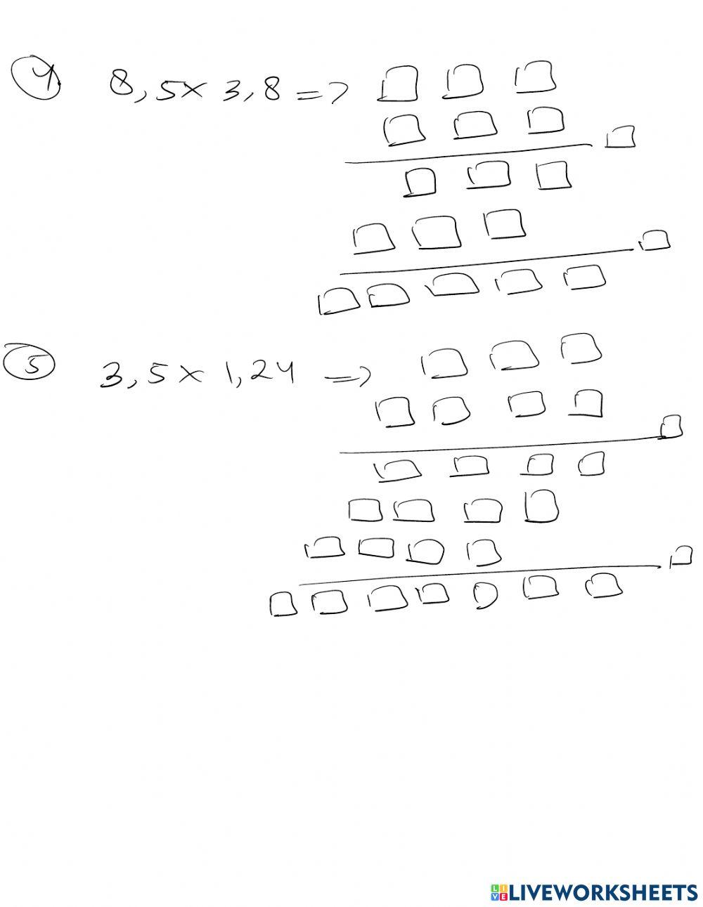 Perkalian desimal online worksheet | Live Worksheets