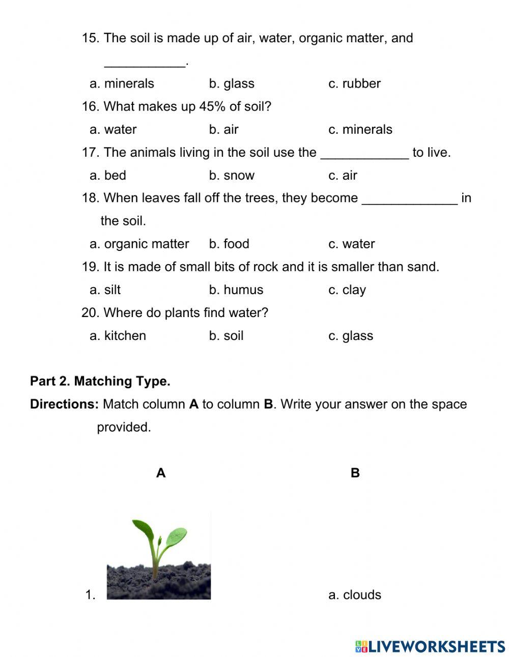 Gr.2-SCIENCE-Final Assessment Term2 online exercise for | Live Worksheets