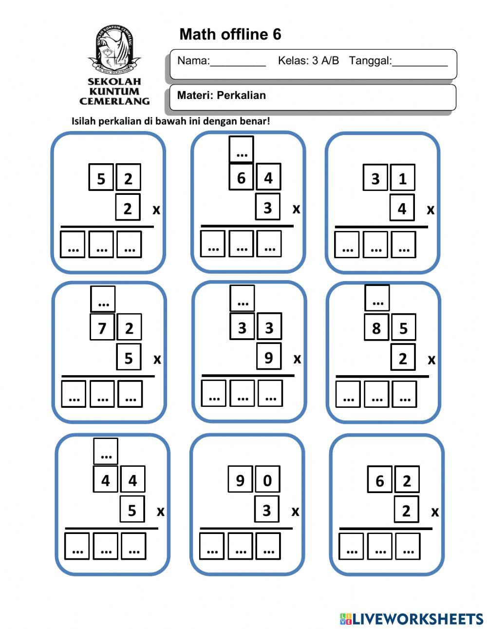 Perkalian | Vani200890 | Live Worksheets