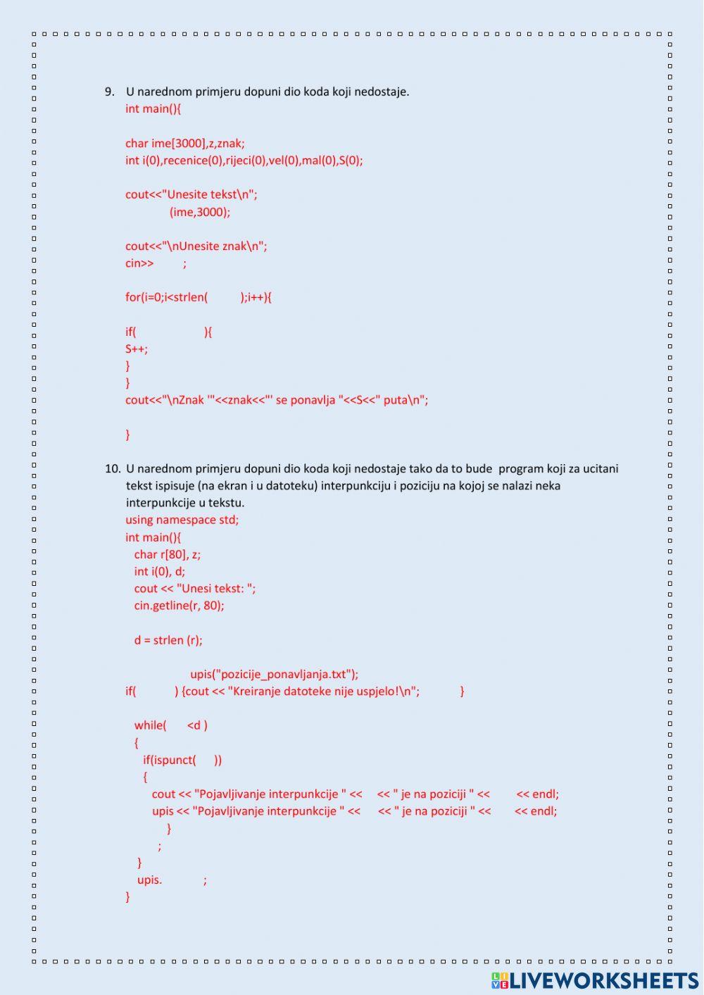 II vježba online exercise for | Live Worksheets