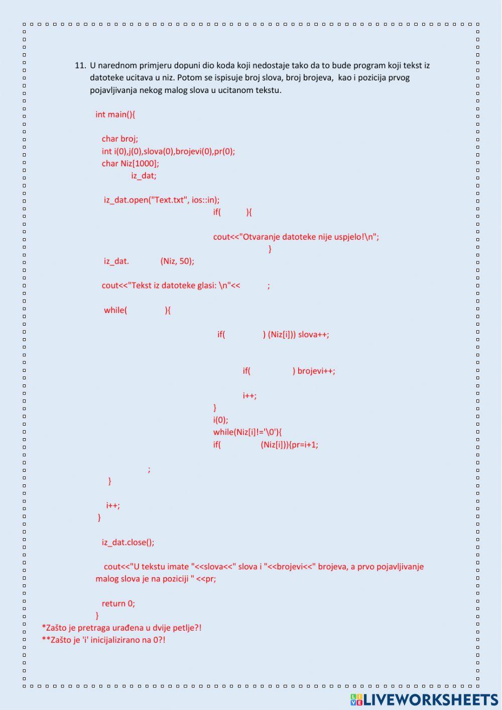 II vježba online exercise for | Live Worksheets