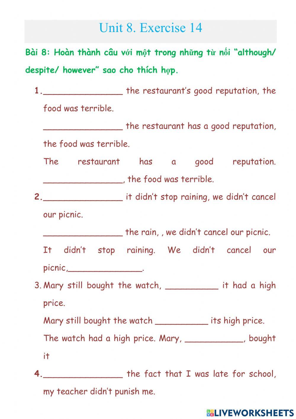 U8 interactive worksheet for 7 | Live Worksheets