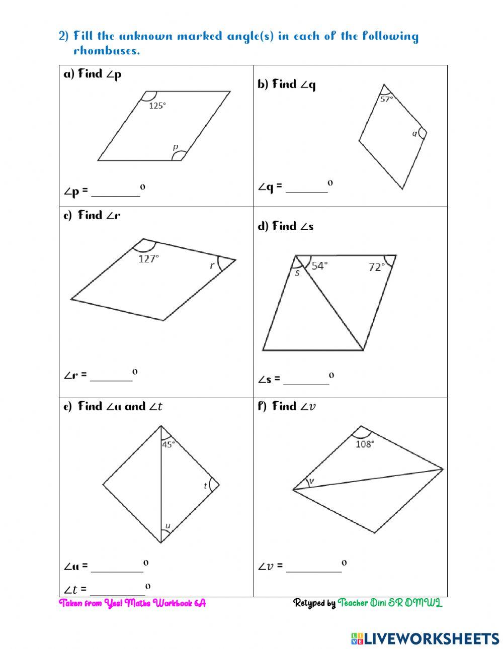 1876994 | Rhombus | NoordiniKasim | LiveWorksheets