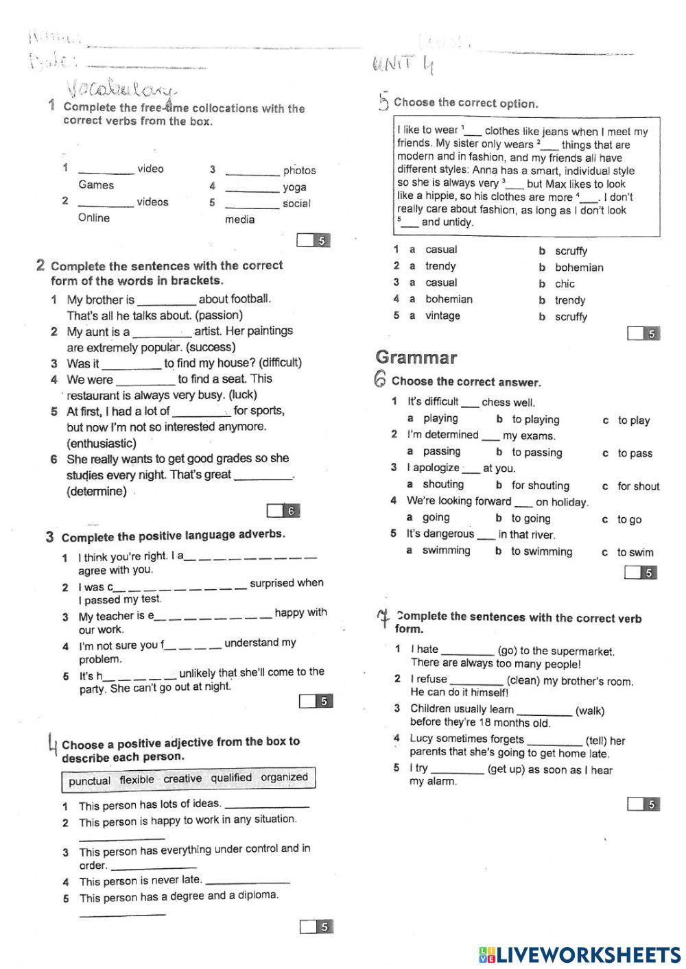 7C unit 4 Link … | Free Interactive Worksheets | 6835088