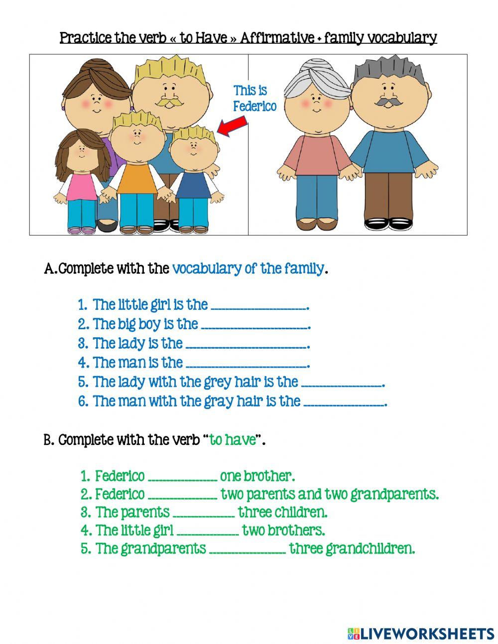 Family Vocabulary + verb to Have 1650 | MissPatriciat
