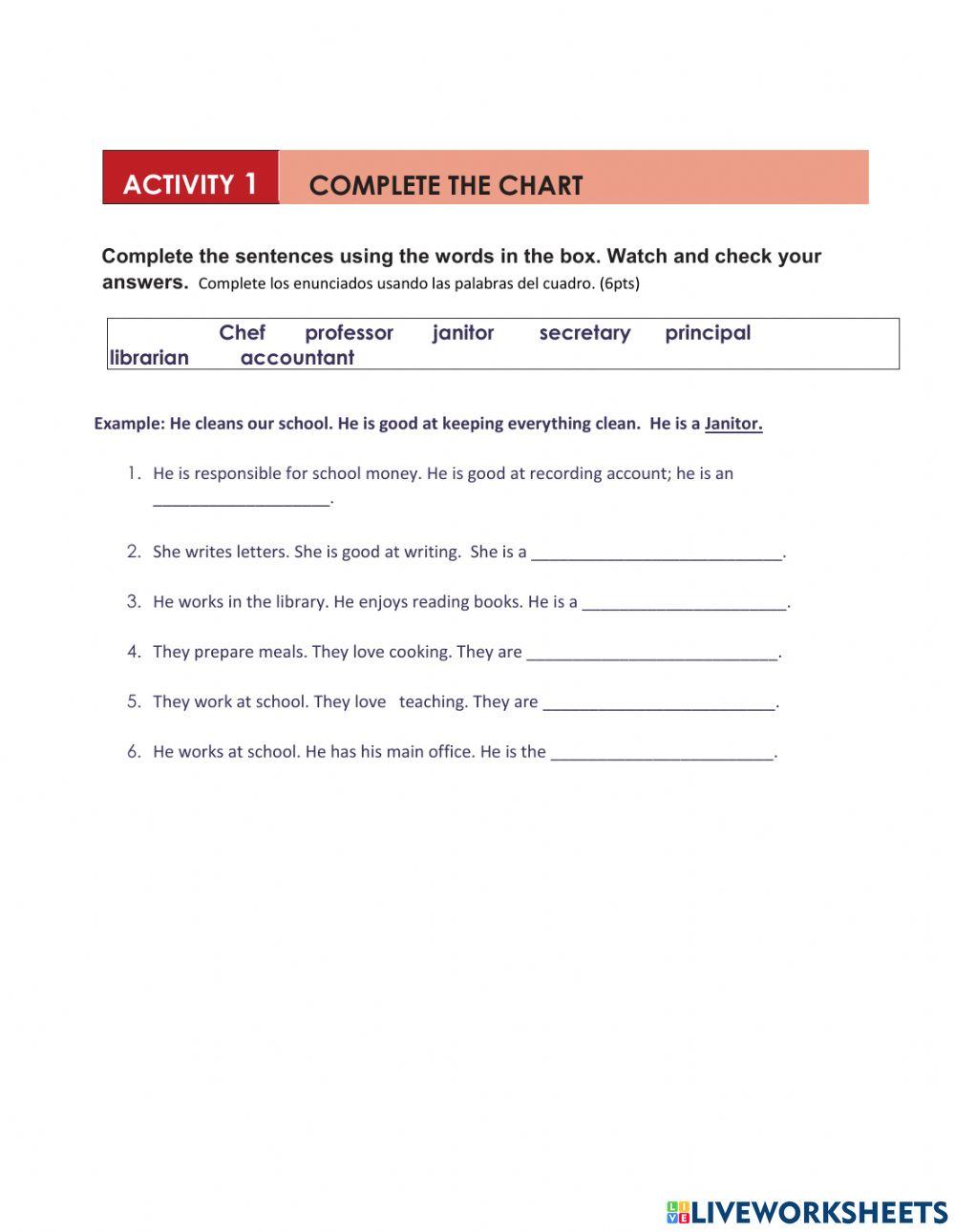 PEOPLE AT SCHOOL-LISTENING AND SPEAKING online exercise for | Live ...