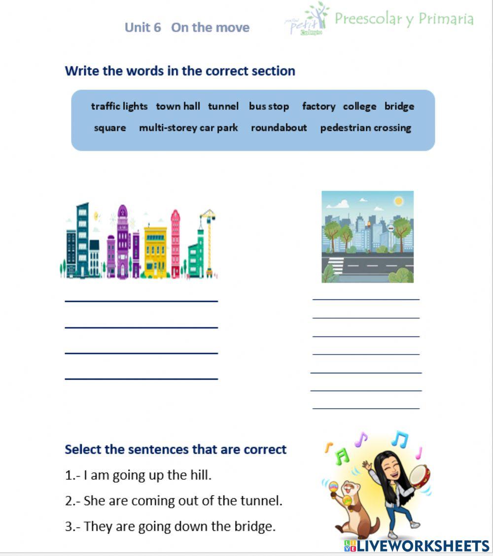 Present continuous and vocabulary activity | Live Worksheets