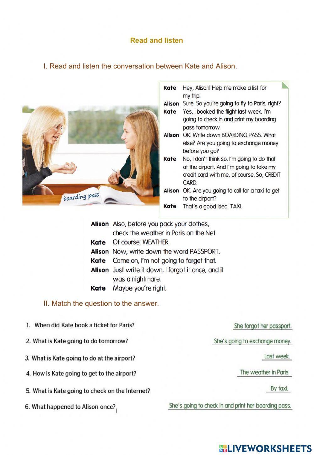 Read and listen… | Free Interactive Worksheets | 1878124