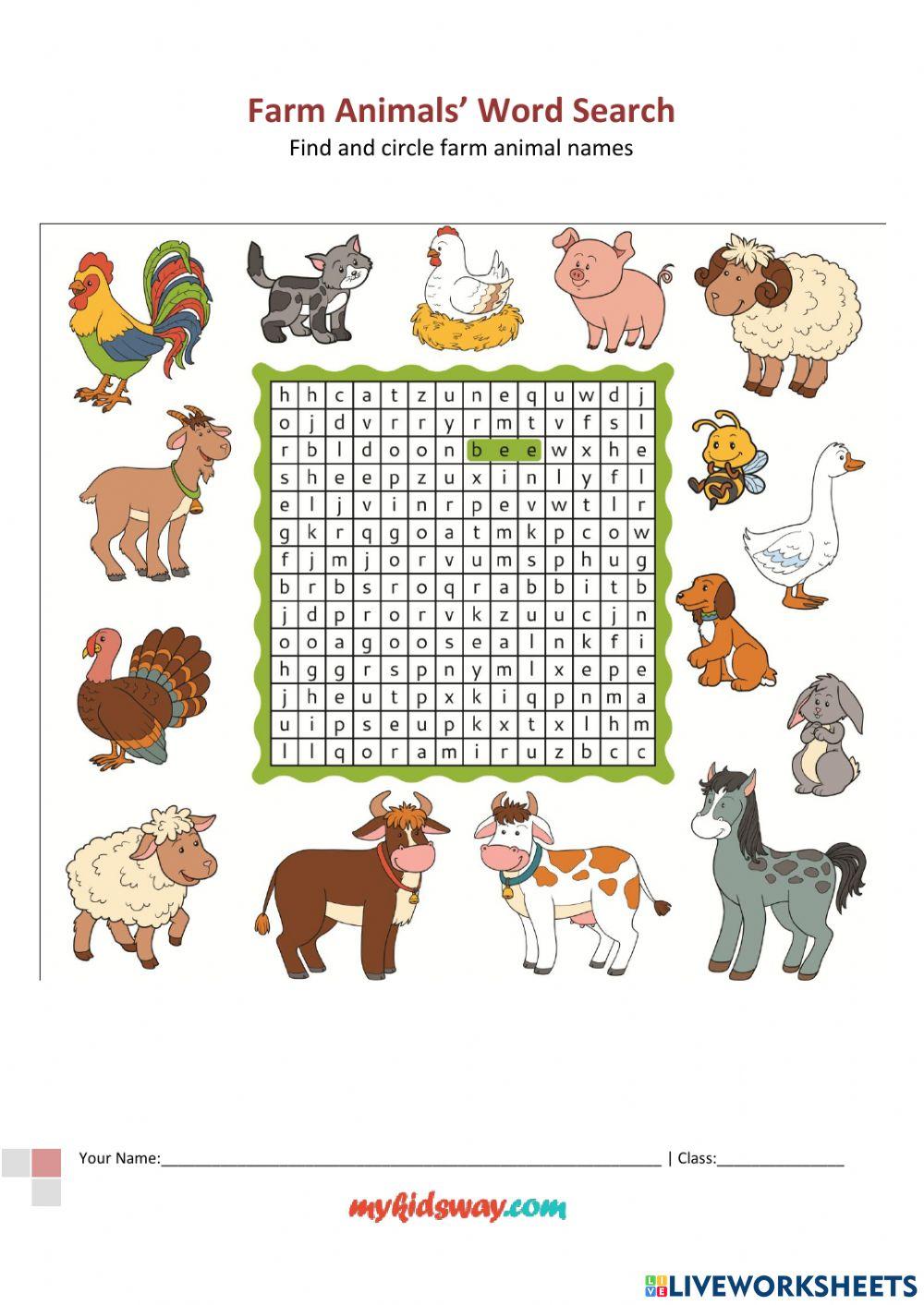 Farm animals | Free Interactive Worksheets | 1878308