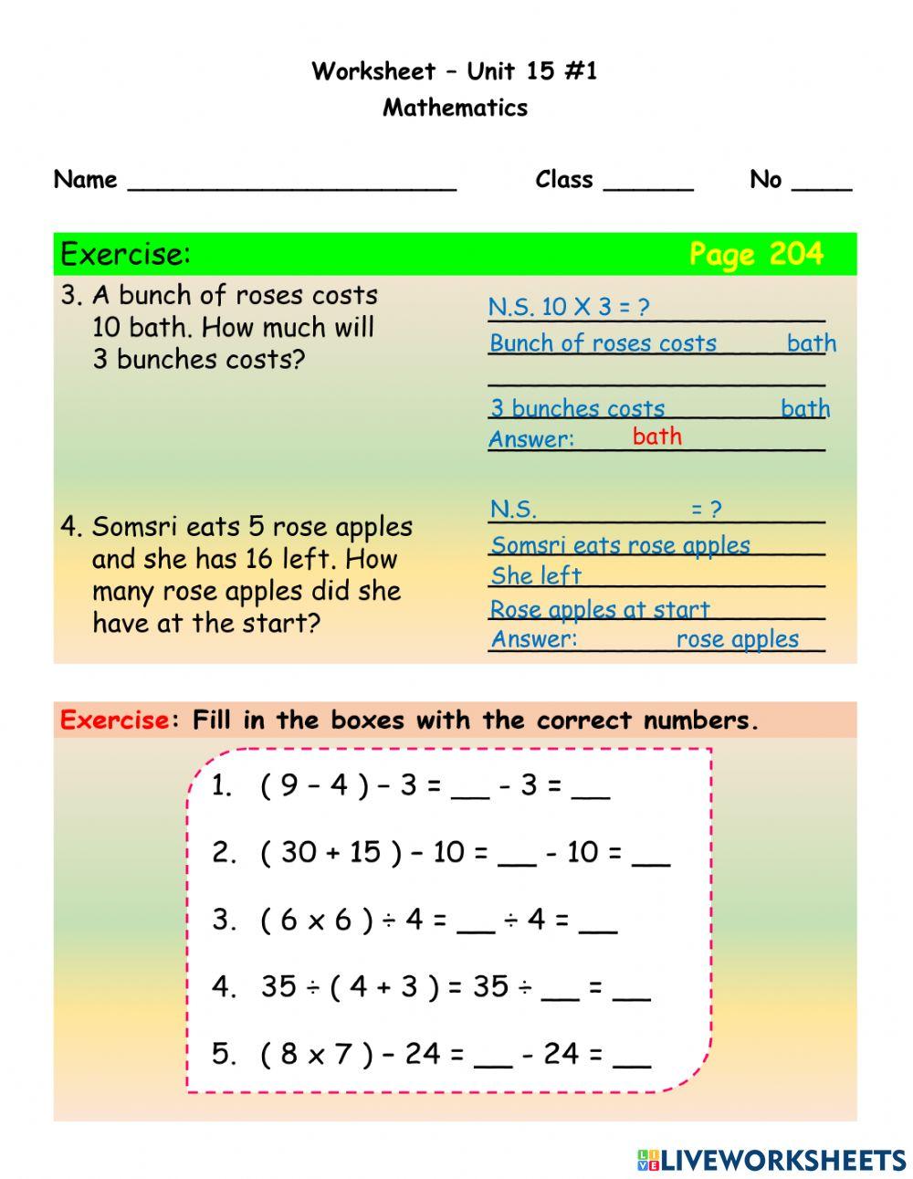 Mathematics-Unit 15 -1 online exercise for | Live Worksheets