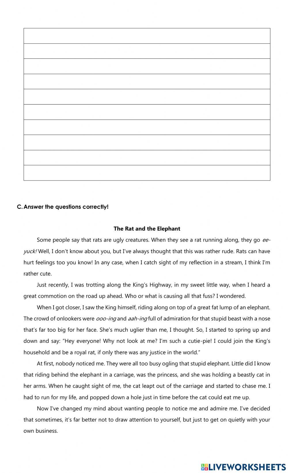 Narrative Test worksheet | Live Worksheets