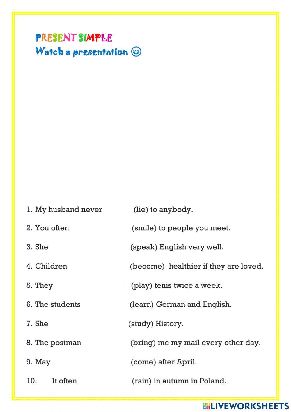 Present Simple online exercise for 4-7 | Live Worksheets