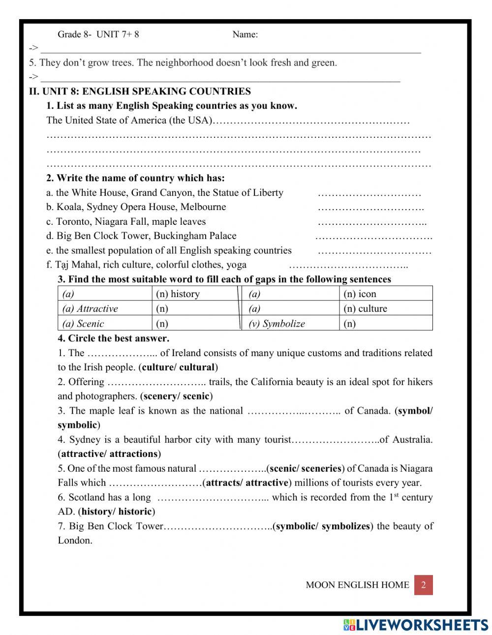 Grade 8- Review Unit 7-8 worksheet | Live Worksheets