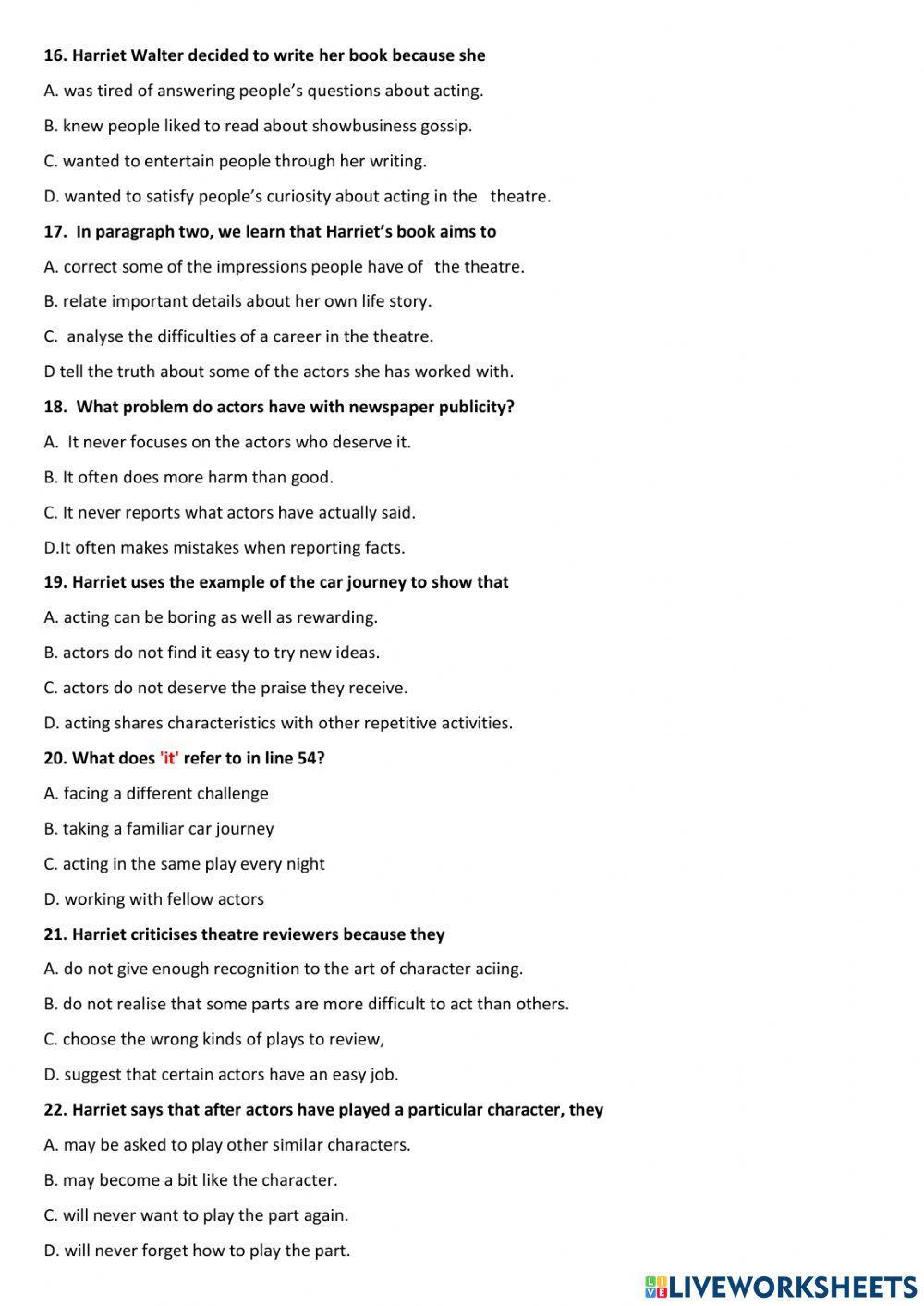 Reading test b2 | vannguyen09 | Live Worksheets