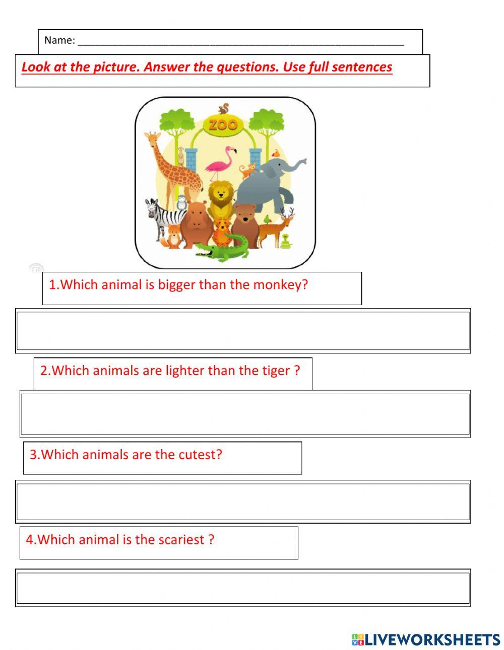 animals writing task 2