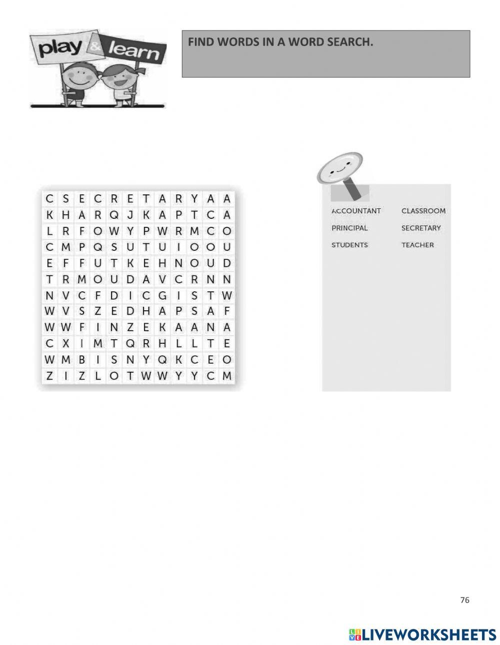 Jobs online exercise for 3 | Live Worksheets