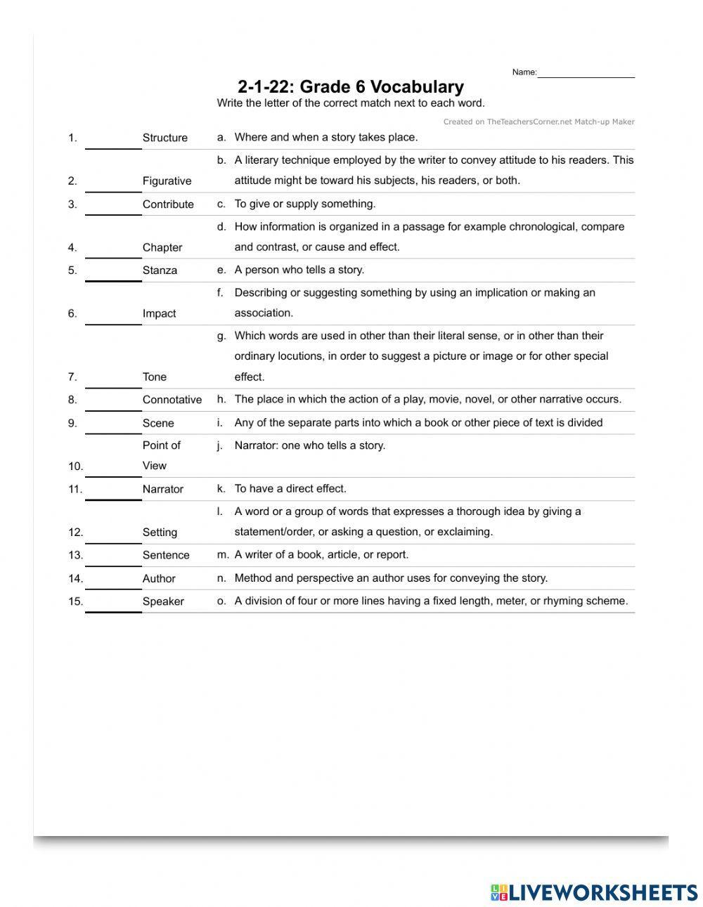 2-17-22: Grade 6 Vocabulary | Sonia Blake | Live