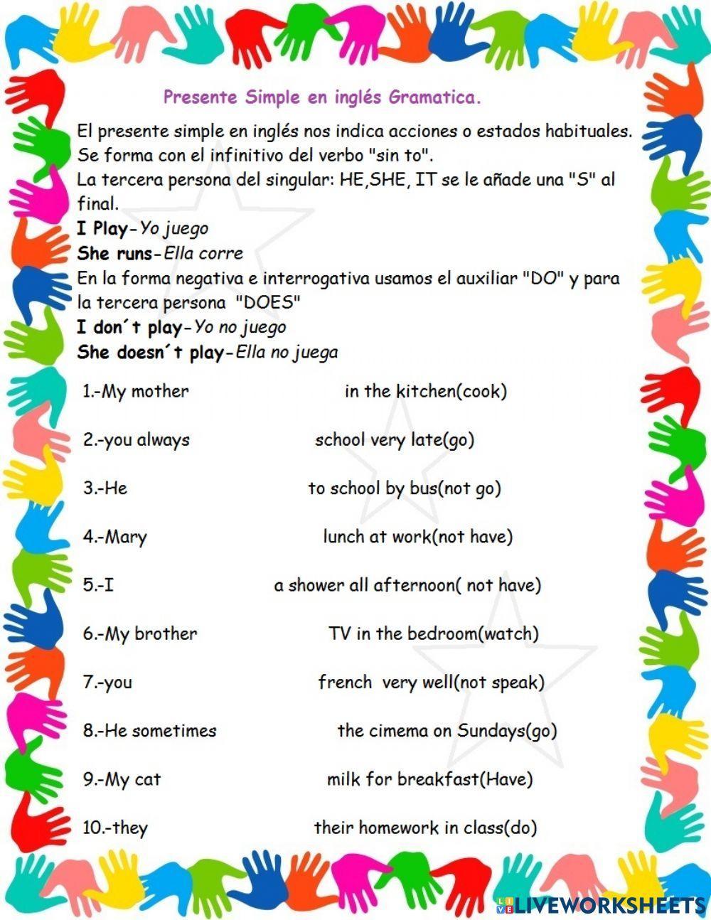 Presente simple… | Free Interactive Worksheets | 1880662