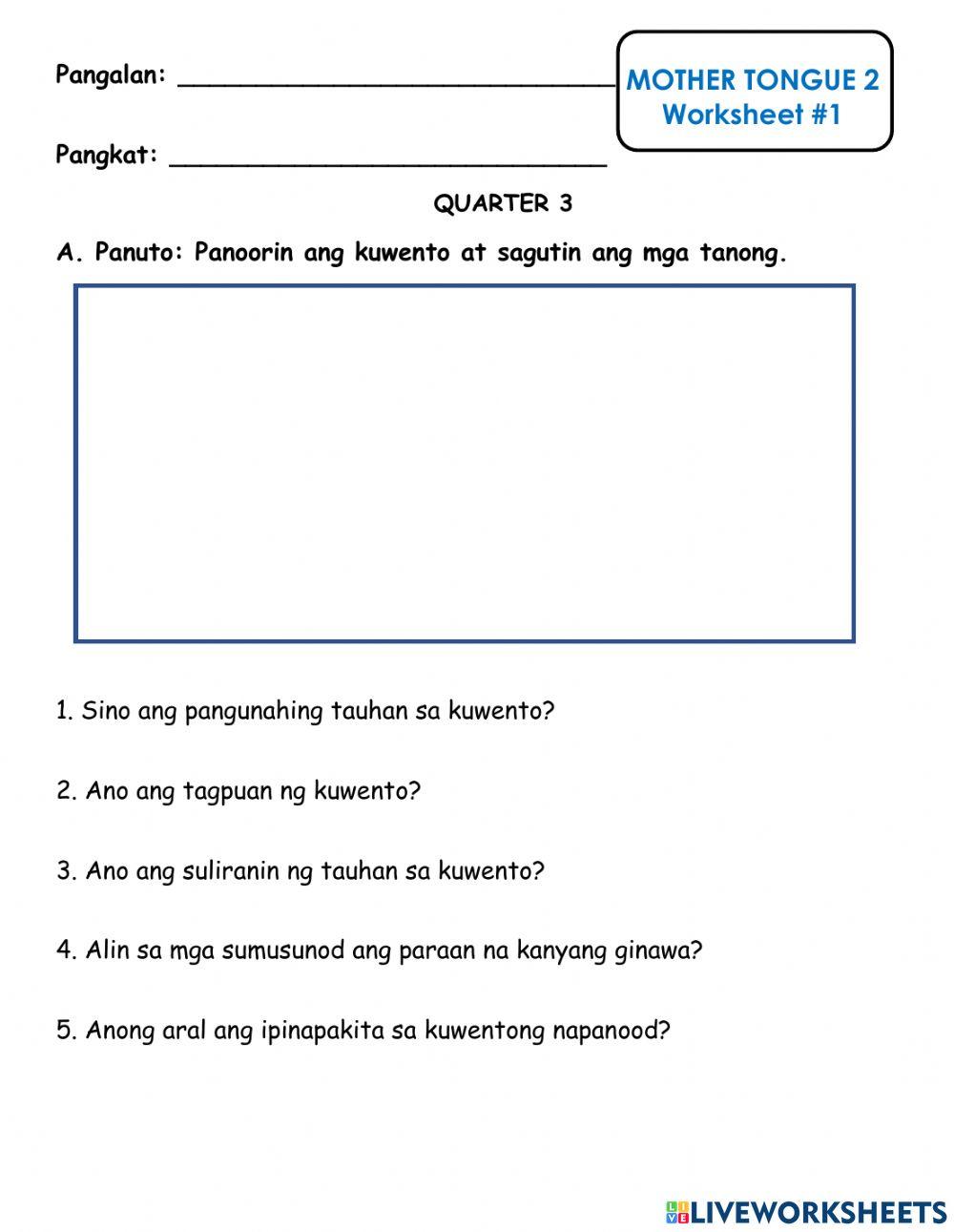 Maikling Kwento Worksheet For Grade 6 Download Worksheet