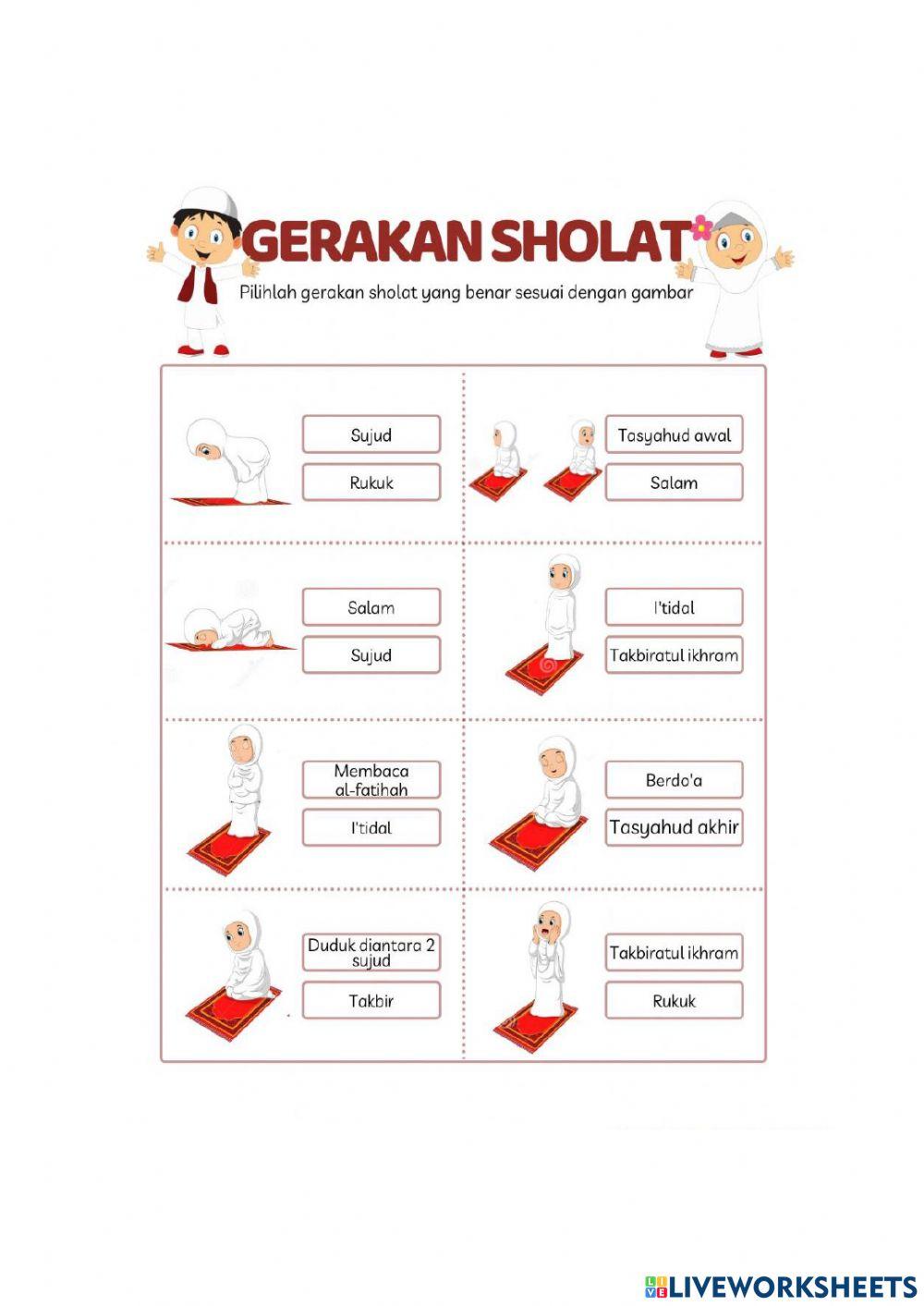 Gerakan-gerakan dalam sholat worksheet | Live Worksheets