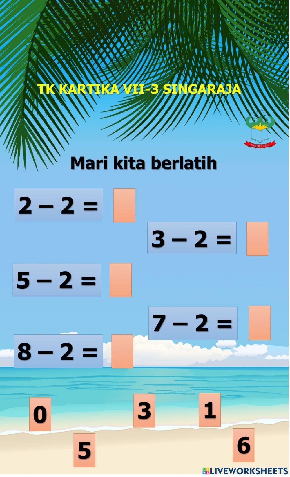 Menghitung pengurangan worksheet | Live Worksheets