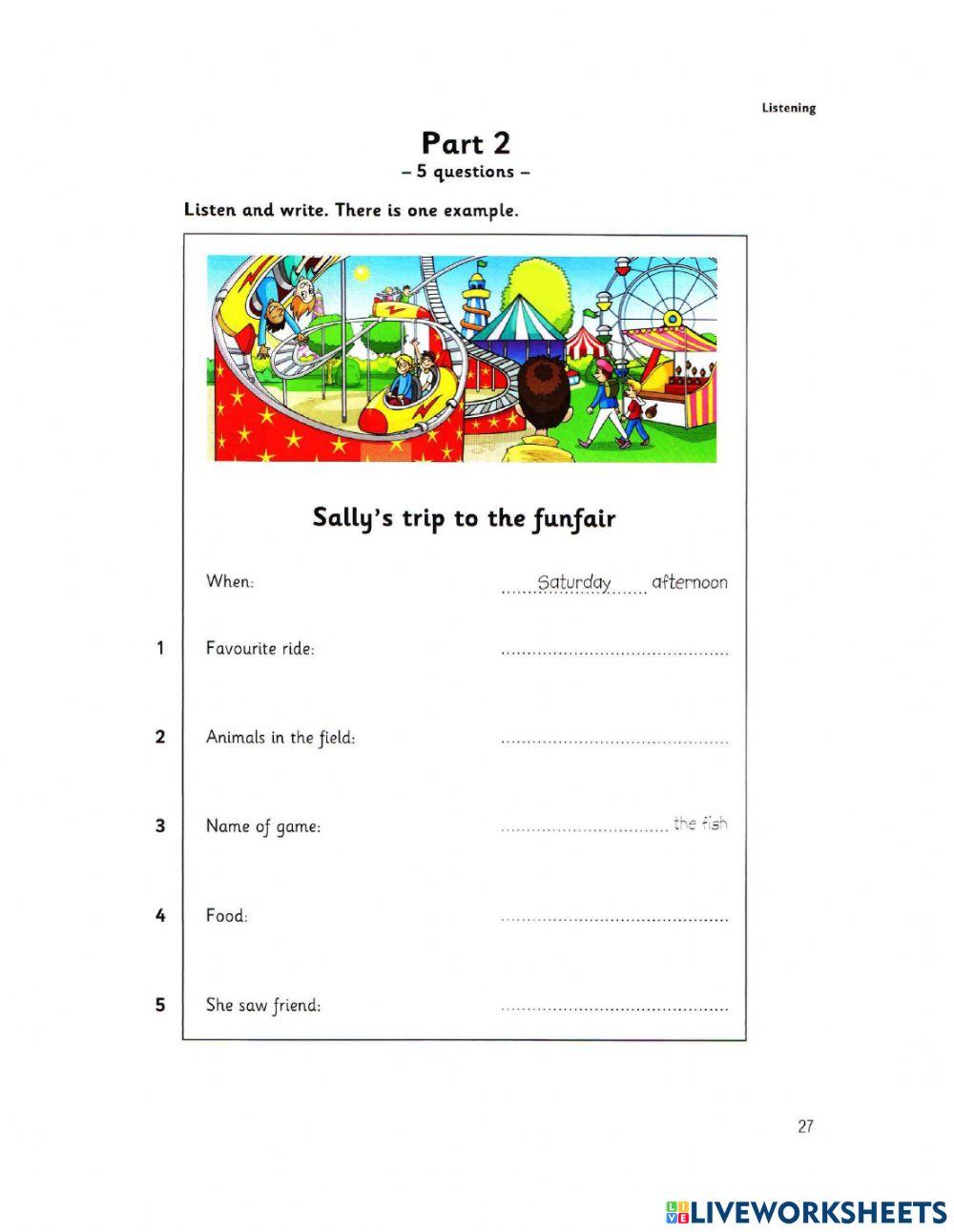 Movers. 2 Listening P2 online exercise for | Live Worksheets