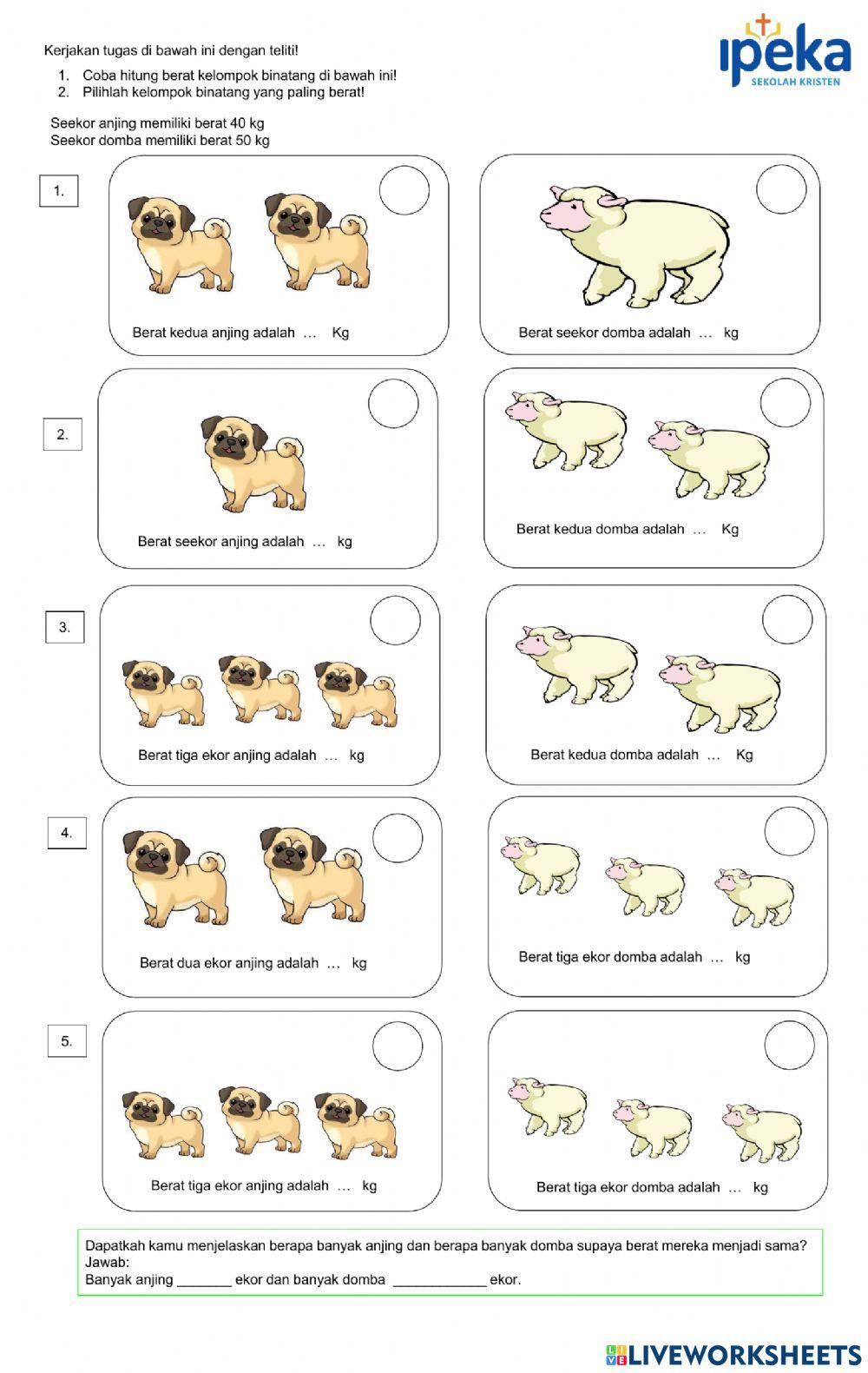 Latihan membandingkan berat online exercise for | Live Worksheets