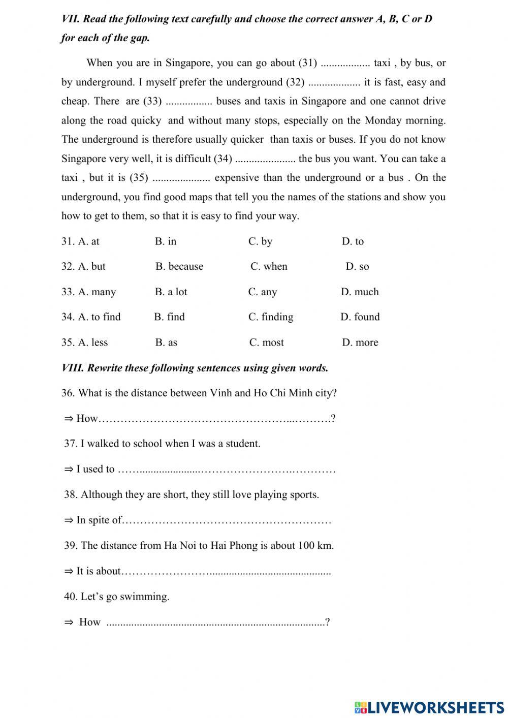 Grade 7 mid-term 2 (1) worksheet | Live Worksheets