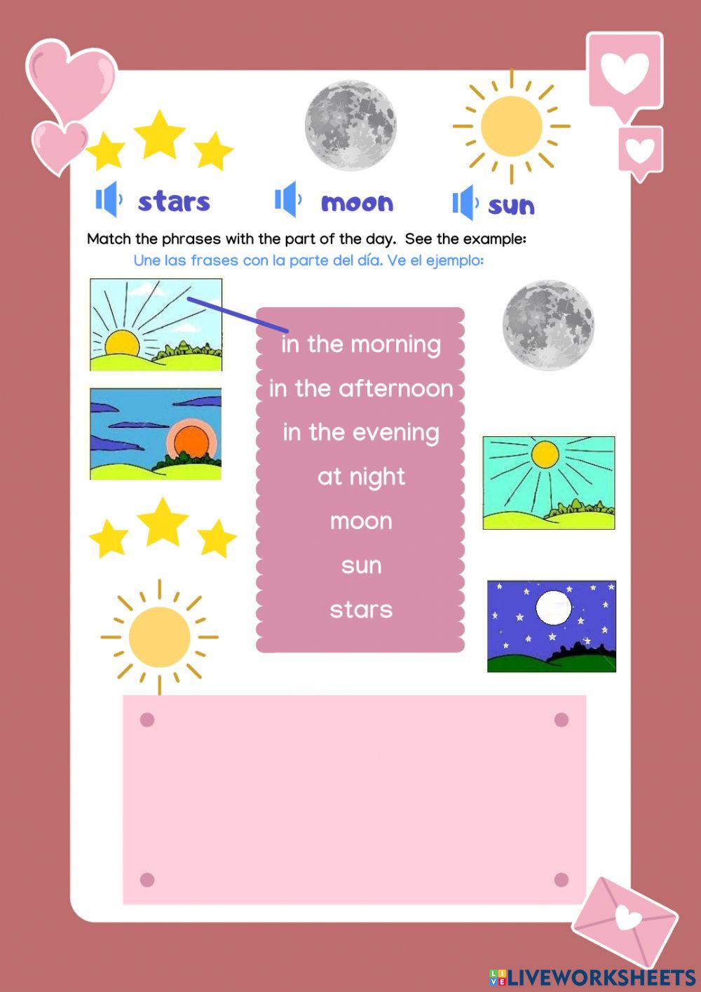 Parts of the day free online exercise | Live Worksheets
