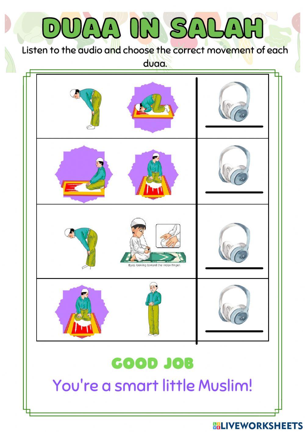 Muslim Prayer Positions Worksheet